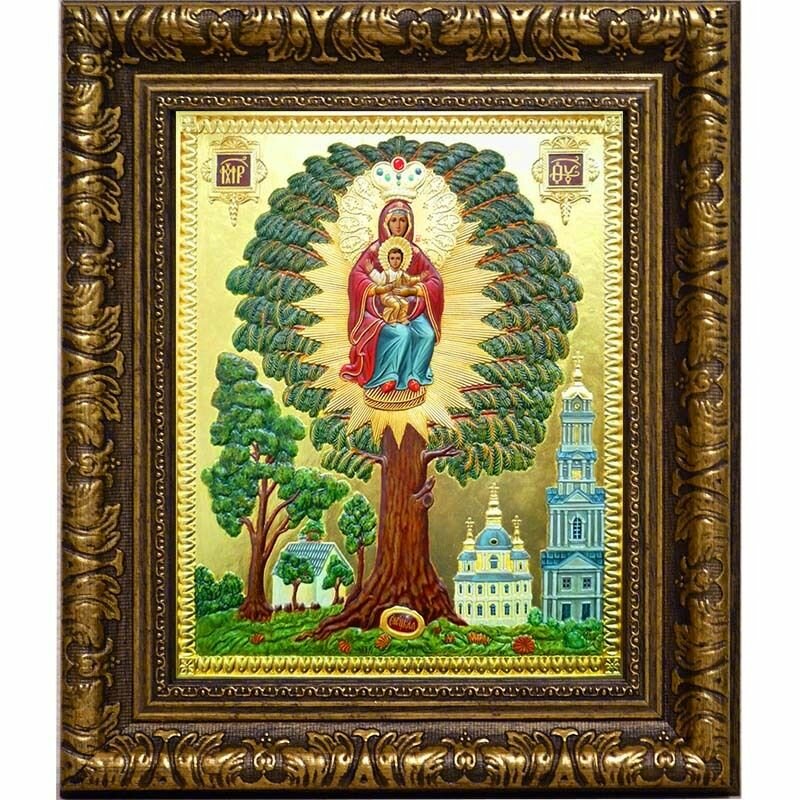 Елецкая-Черниговская икона Божьей Матери на холсте. (17 х 21 см / В раме)