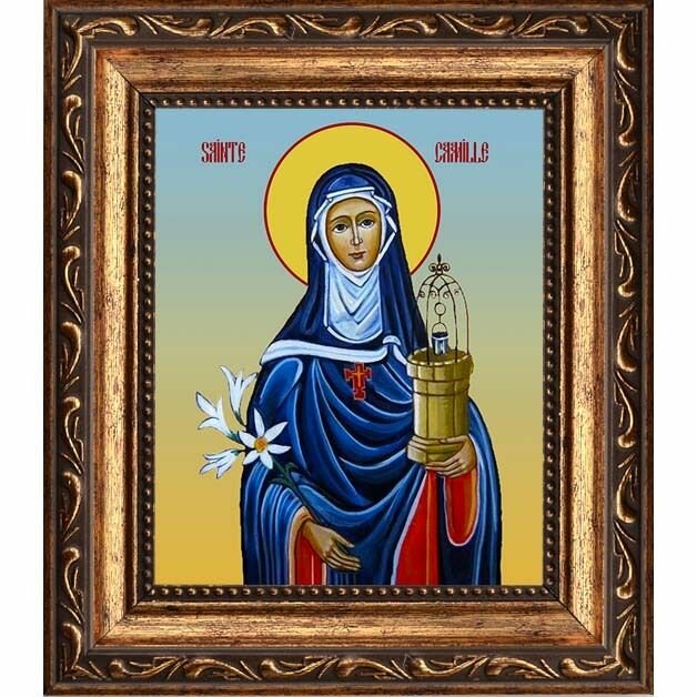Святая Камилла. Икона на холсте. (10 х 12 см / В раме)