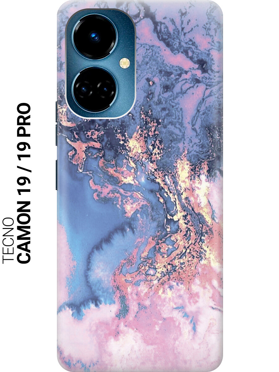 Силиконовый чехол на Tecno Camon 19 / 19 Pro / Техно Камон 19 / 19 Про с рисунком "Синий мрамор"