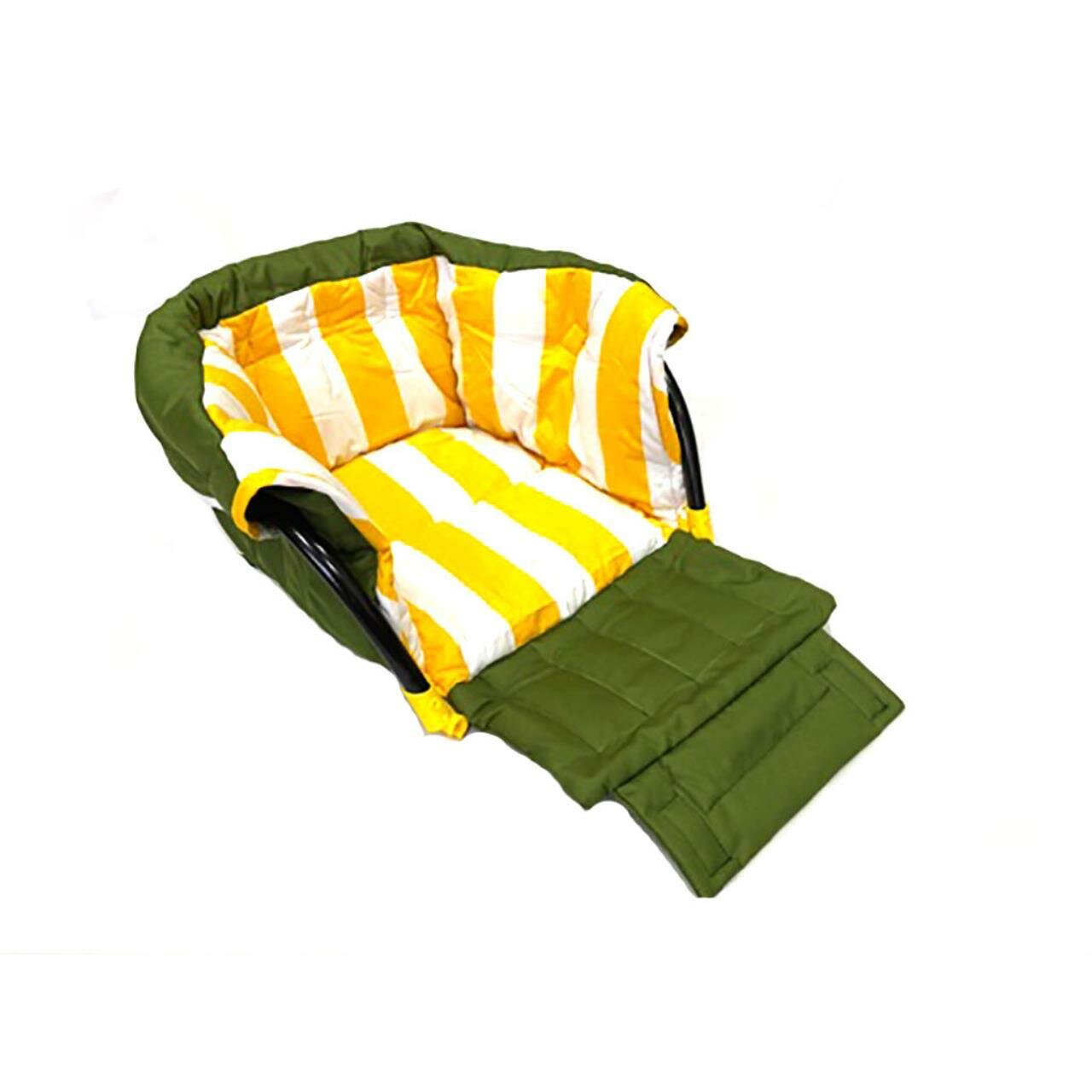 Матрас для санок Leda Морозко, цвет полоски желтый, хаки, открытый