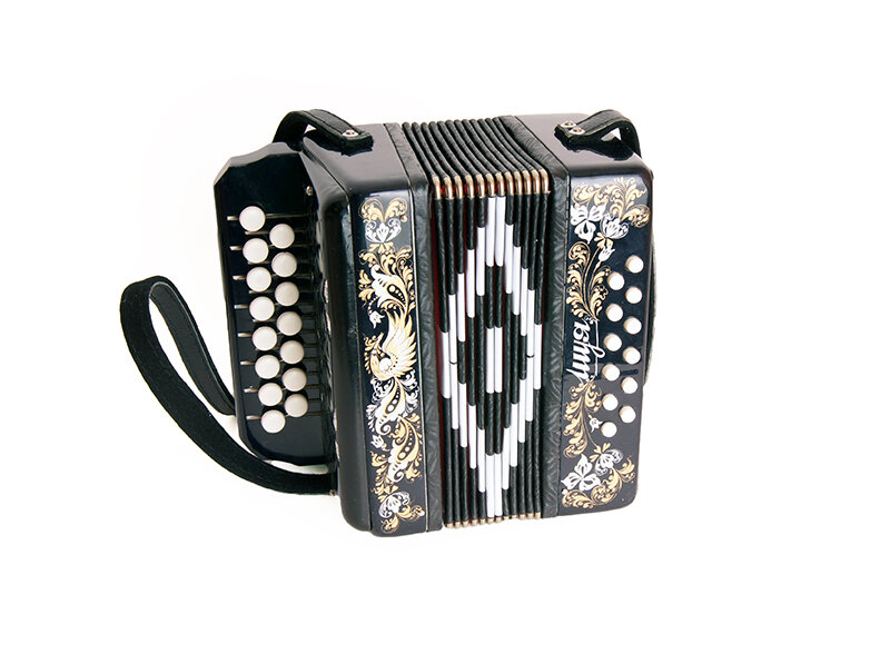 S40XL-C-BLACK Гармонь "Сувенир" 15х12-I, черная, палехская роспись, Шуйская гармонь