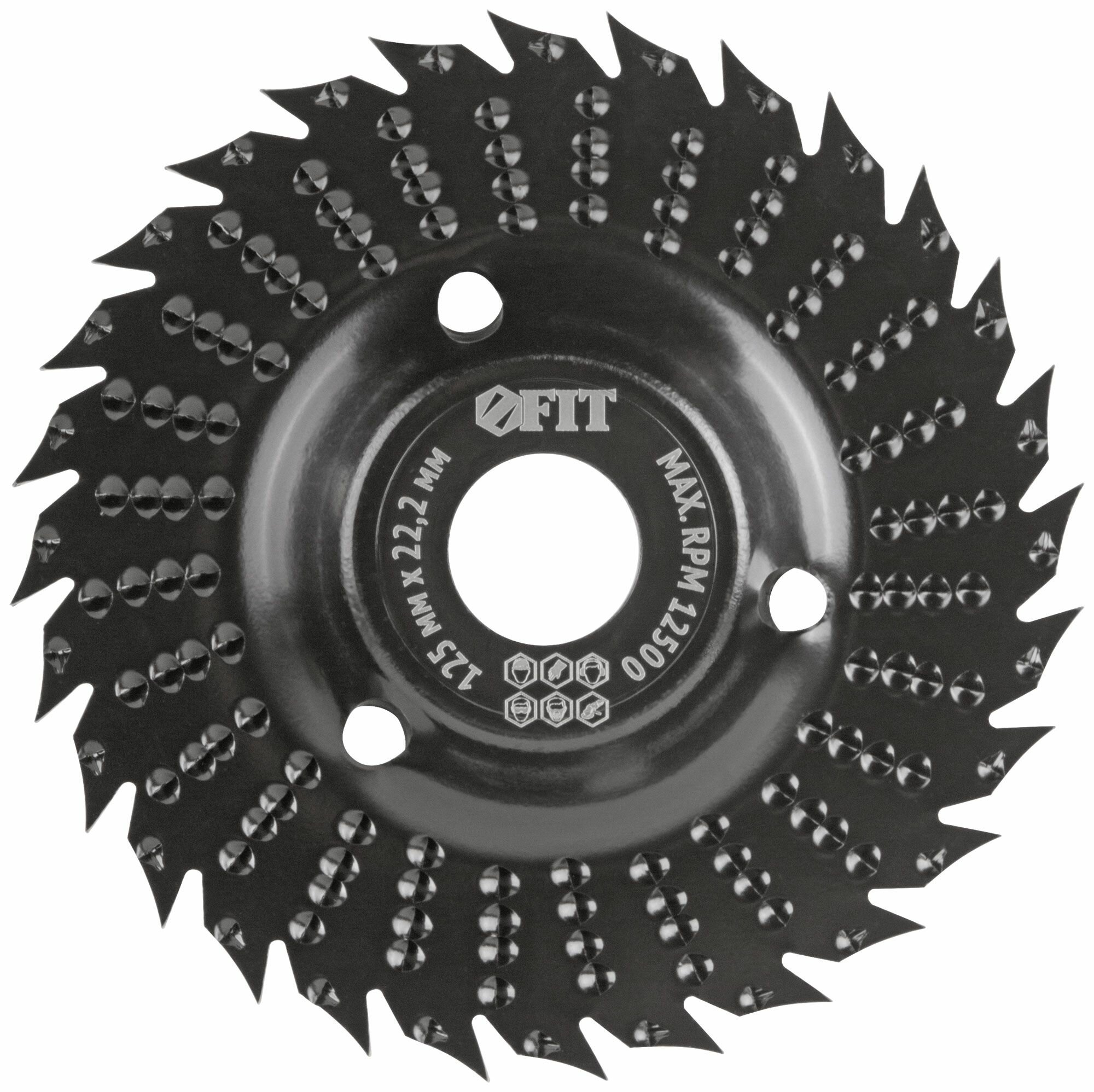 Диск-фреза обдирочный по дереву для УШМ болгарки, плоский, посадочный диаметр 22,2 мм, 125 мм, грубая насечка