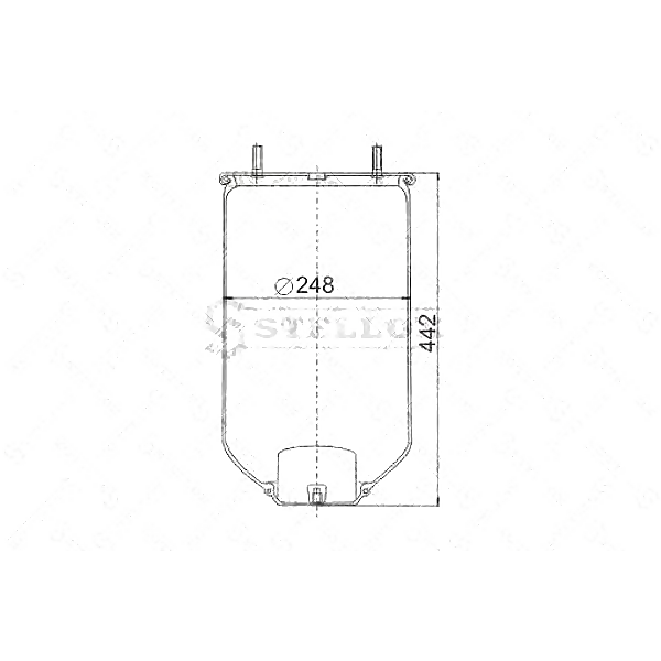 STELLOX 90-40220-SX (2619V / 2628V / 3 229 0029 00) пневмоподушка без стакана 2 шп. m12смещ.25. 1отв. штуц. m22. н: