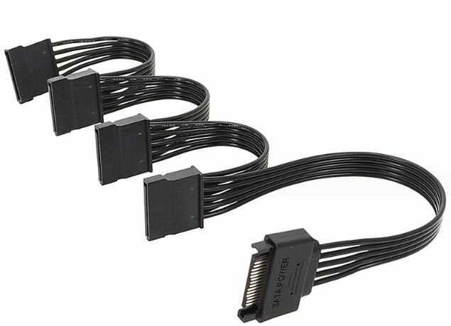 Разветвитель SATA 1 в 4, 50см черный