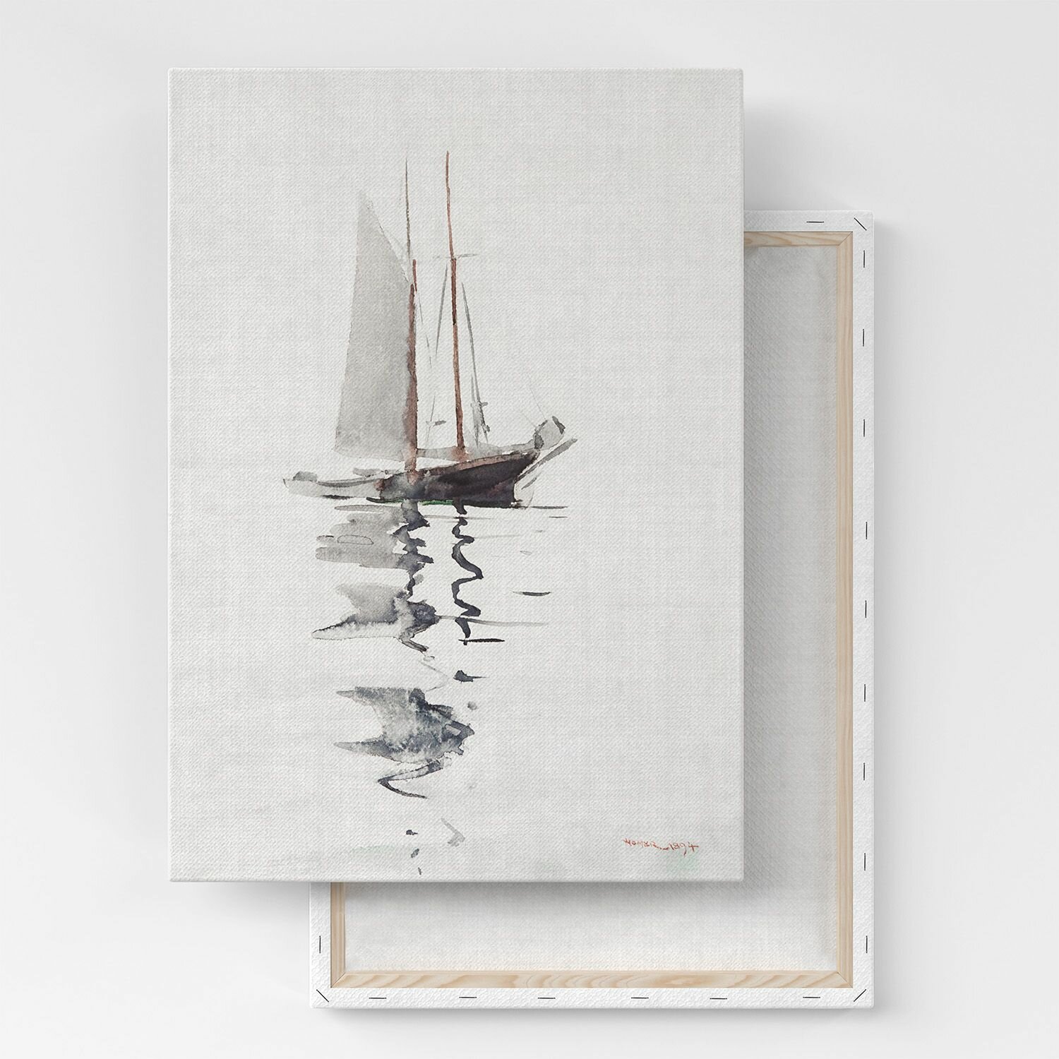 Картина на холсте, репродукция / Уинслоу Хомер - Two masted Schooner with Dory / Размер 30 x 40 см