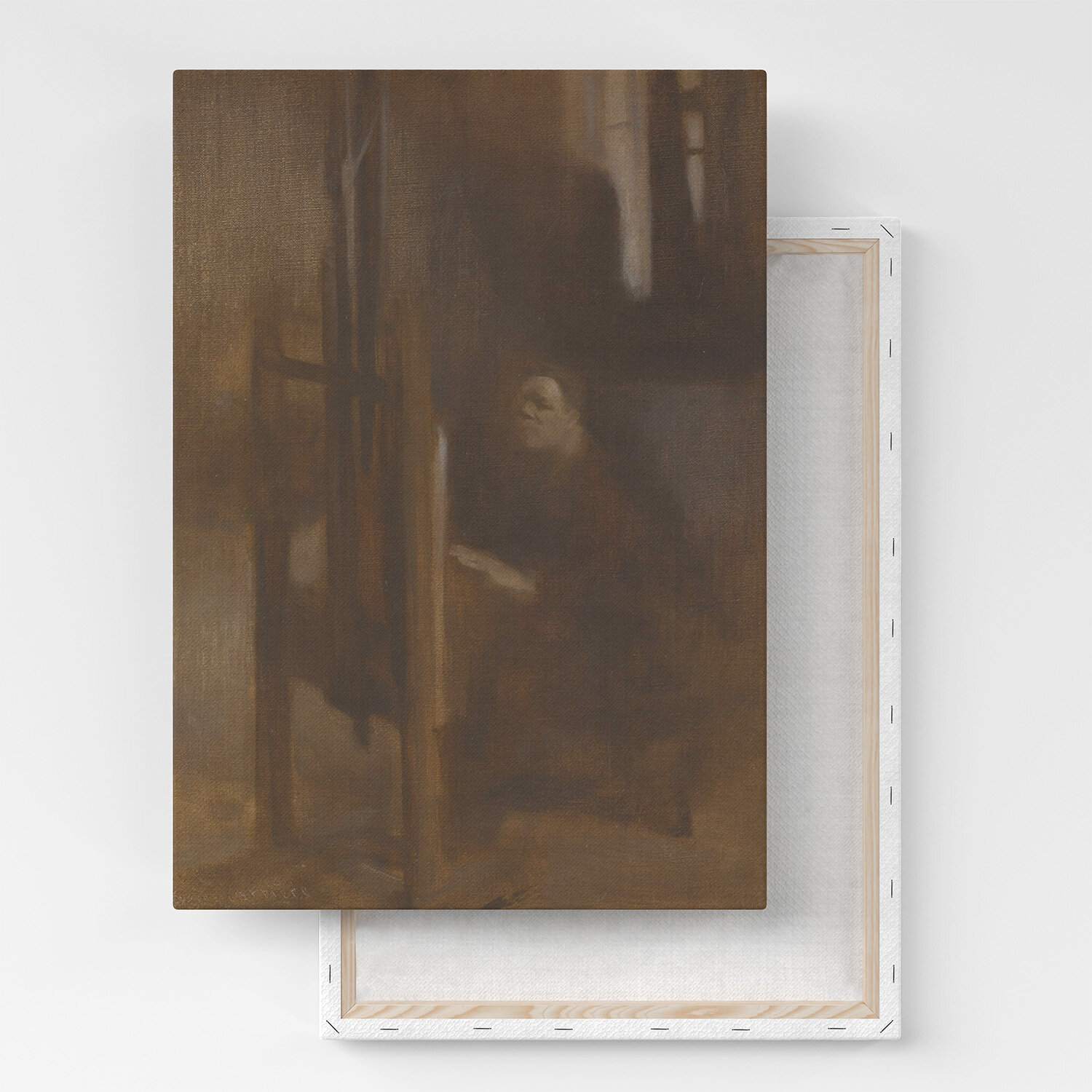 Картина на холсте, репродукция / Artist at His Easel / Эжен Каррьер / Размер 80 x 106 см