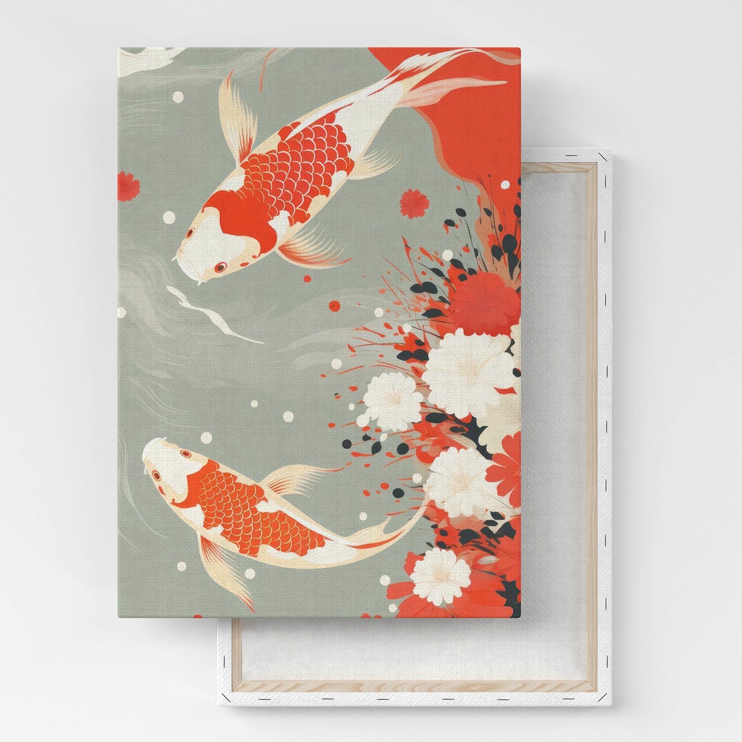 Картина на холсте, репродукция / Карпы кои / Размер 80 x 106 см