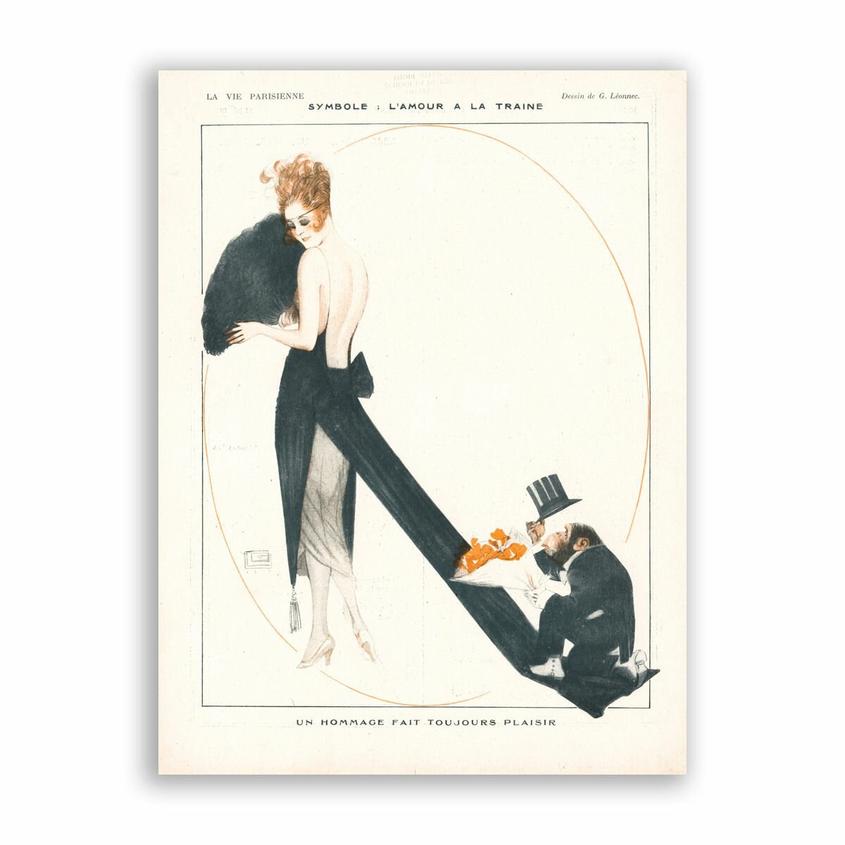 Постер на бумаге в стиле Пин-ап / La Vie Parisienne - Symbole LAmour a la Traine / Размер 30 x 40 см
