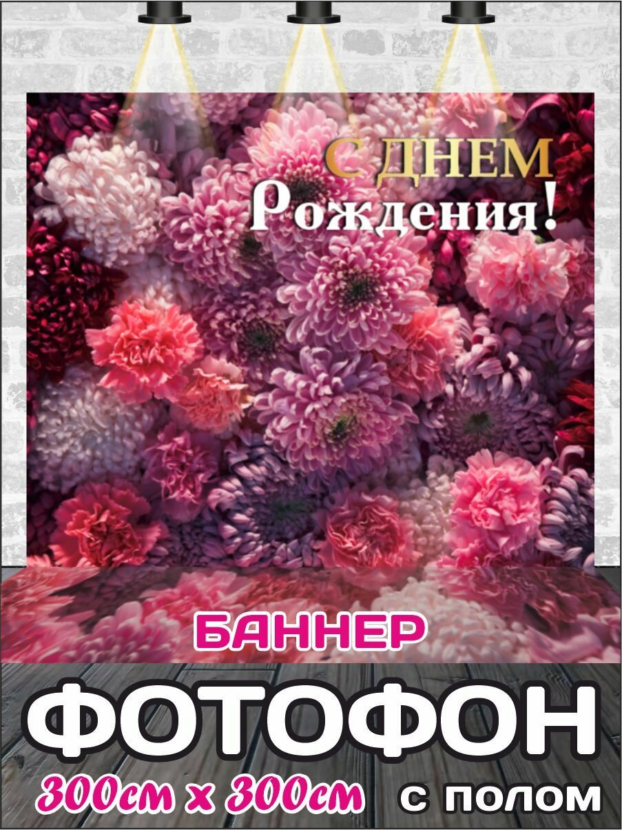 Фотозона с Днём рождения с полом, 300х300 см (вар 14)