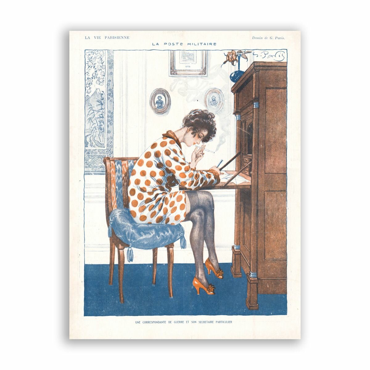 Постер на бумаге в стиле Пин-ап / La Vie Parisienne - La Poste Militaire / Размер 30 x 40 см