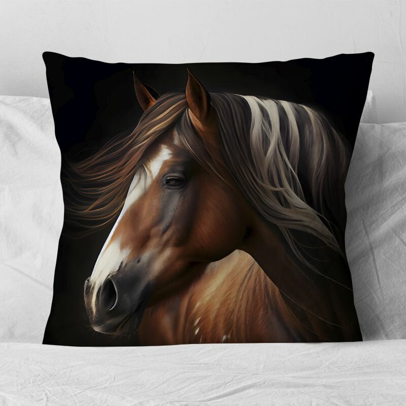 Подушка декоративная Бурушка Кони 40х40 велюр