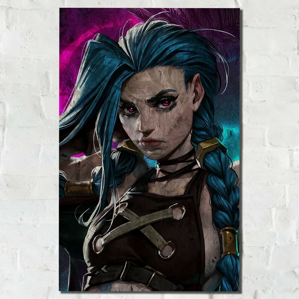 Картина интерьерная на рельефной доске игра LOL (League of Legends, Jinx, Джинкс, XBOX, SWITCH, PC, PS) - 13575 В