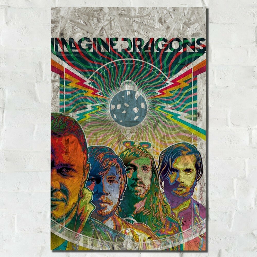 Картина интерьерная на рельефной доске музыка Imagine Dragons (Radioactive, Believer) - 13618 В