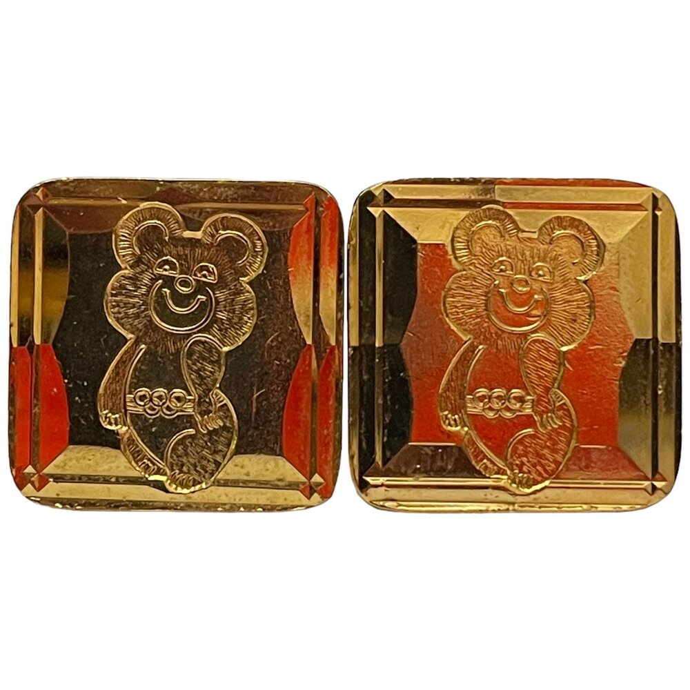 Запонки "Олимпиада 80. Олимпийский мишка" СССР 1980 г.