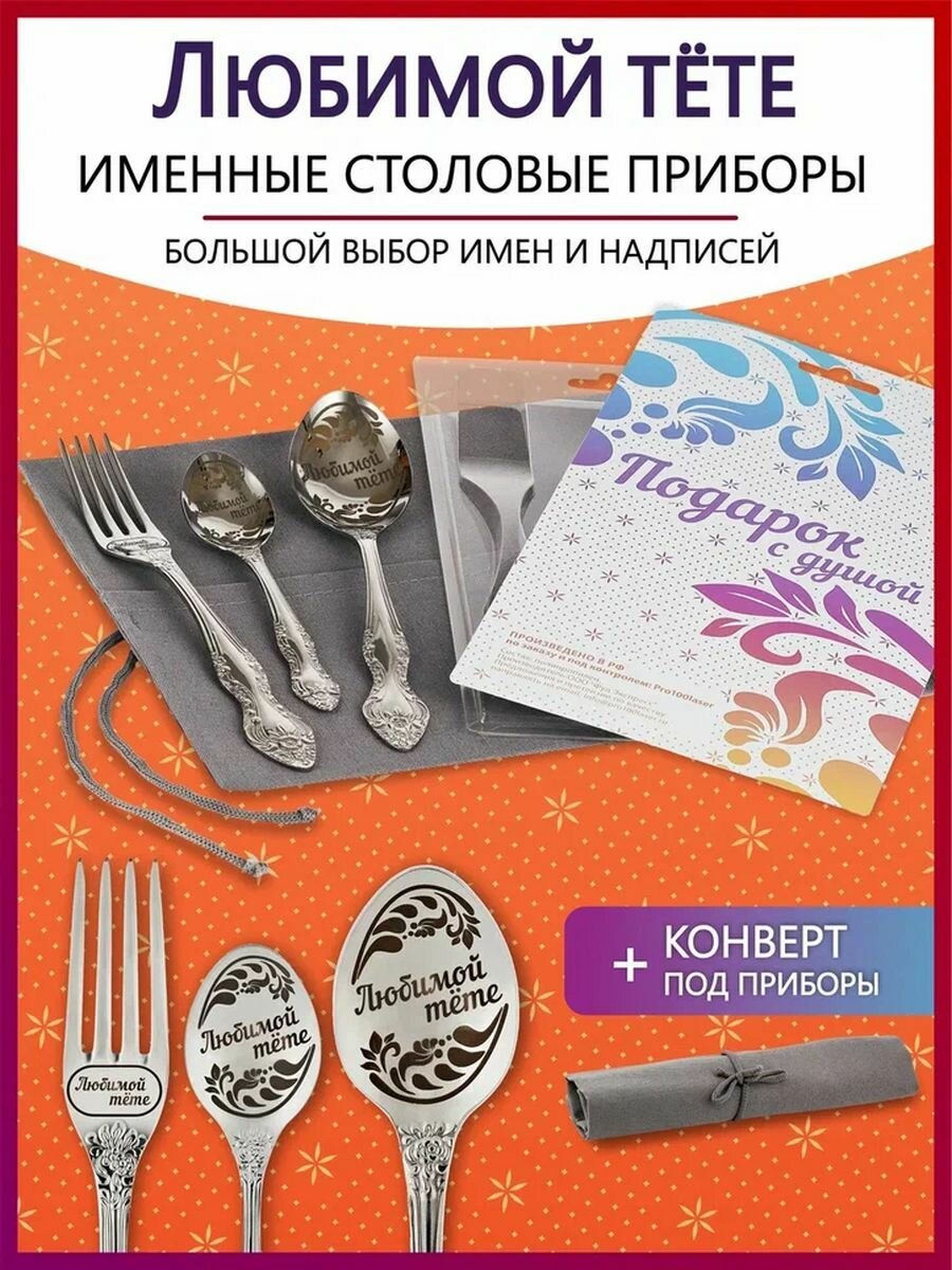 Именной набор подарочный Любимой тете серебристый для особенных моментов