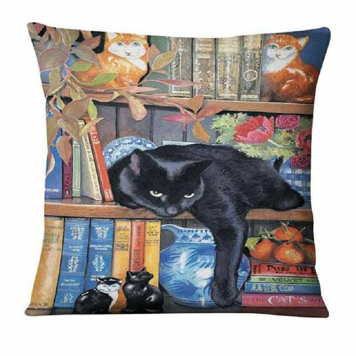 Чехол для подушки Кот Персик велюр 40х40