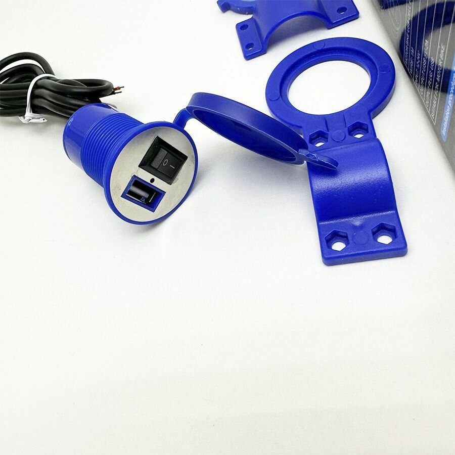 Разъём USB зарядное устройство мотоцикла на руль синий