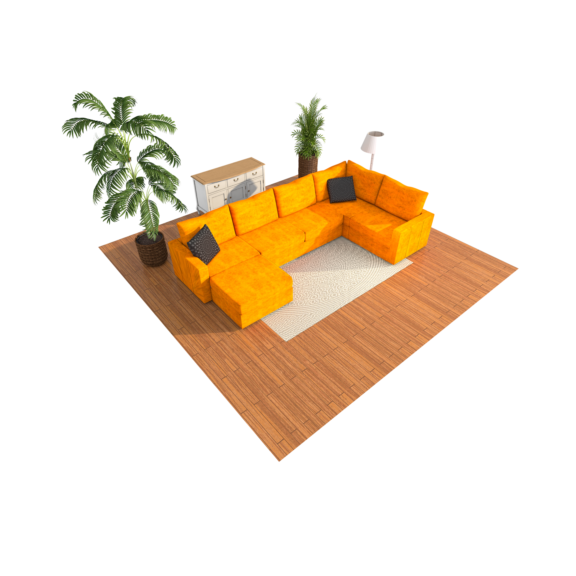 Диван Legoloft Секционный диван из четырнадцати секций с ярко-горчиными чехлами из микровелюра