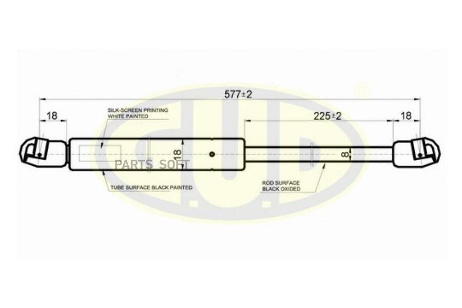 Амортизатор капота MINI MINI/ONE/COOPER/WORKS (R50, R53), 06/01- 270N L=577/225MM G.U.D арт. GGS010173