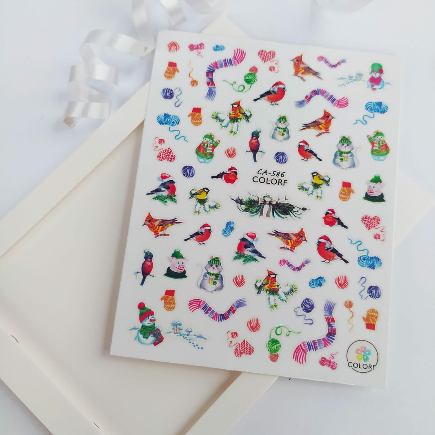 Наклейки для ногтей «Снегири»