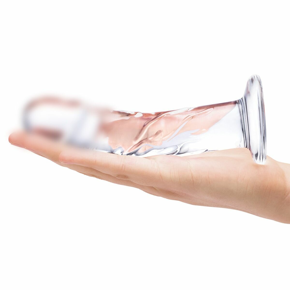 Реалистичный изогнутый фаллоимитатор с венами из стекла 16 см, Curved Realistic Glass Dildo With Veins