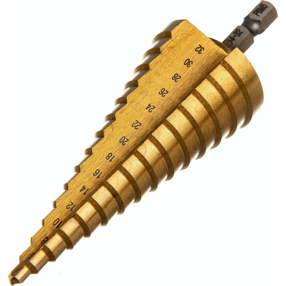 Сверло ступенчатое 4-32 мм, 15 размеров Резолюкс 31403, износостойкого