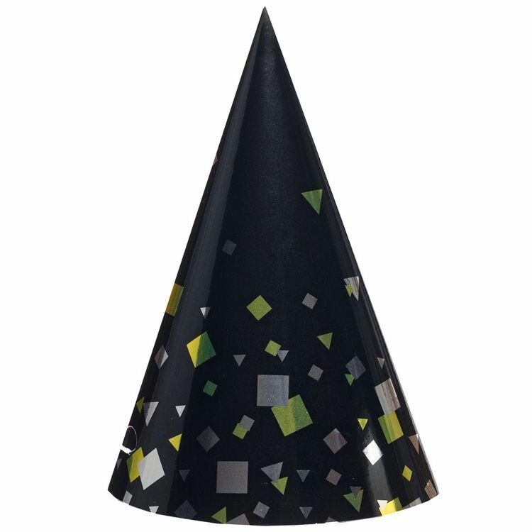 Колпак Конфетти Party черный 6 шт