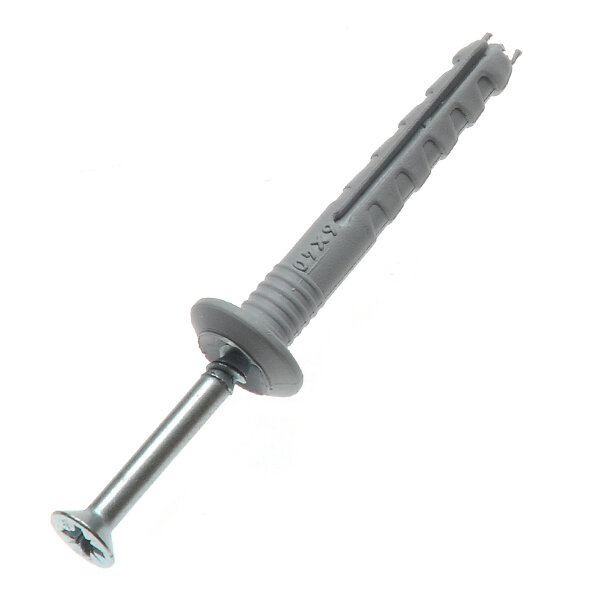 Дюбель 10-0160 с грибовидным бортиком 6х40мм с металлическим гвоздём (РосДюбель) (500 шт. в наборе)