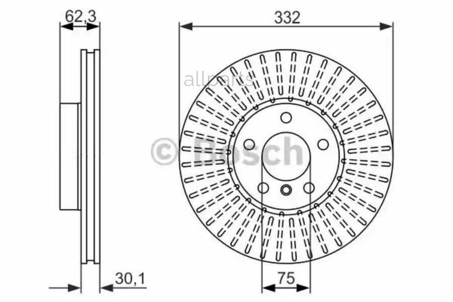 BOSCH 0986479624 Тормозной диск передний