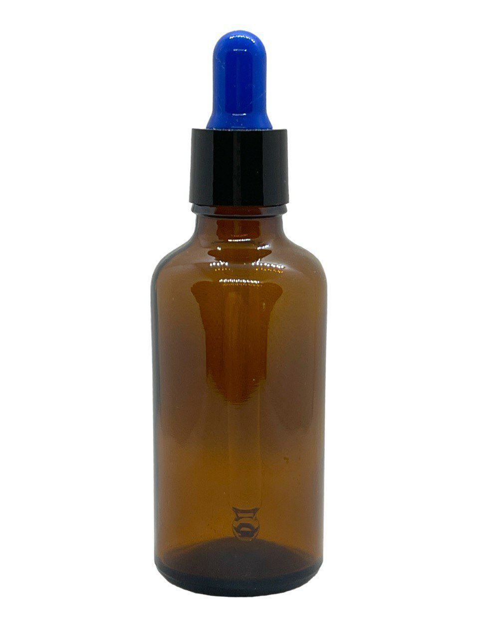 Набор пипеток для эфирных масел, флакон 50 мл, 6 штук, янтарное стекло, черная крышка, синяя груша