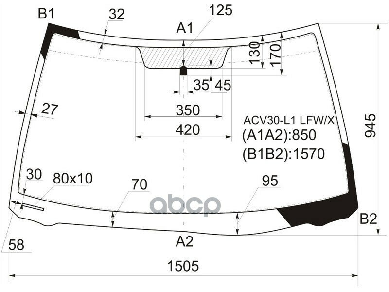 Стекло лобовое Toyota Camry (XV30) 01-06 / Camry UAE/USA 01-06 XYG арт. ACV30-L1 LFW/X
