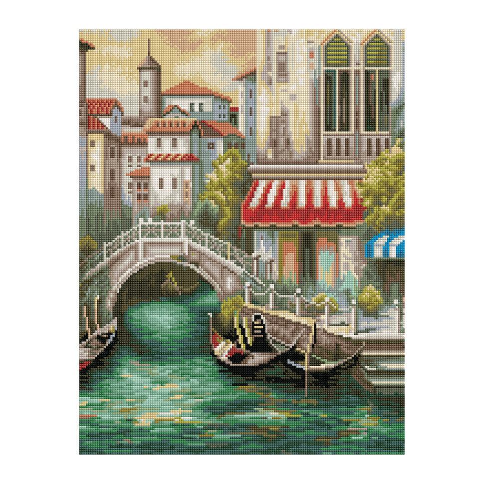 Алмазная мозаика ТРИ совы "Венецианский канал", 40*50см, холст на деревянном подрамнике, картонная коробка с пластиковой ручкой, 344374