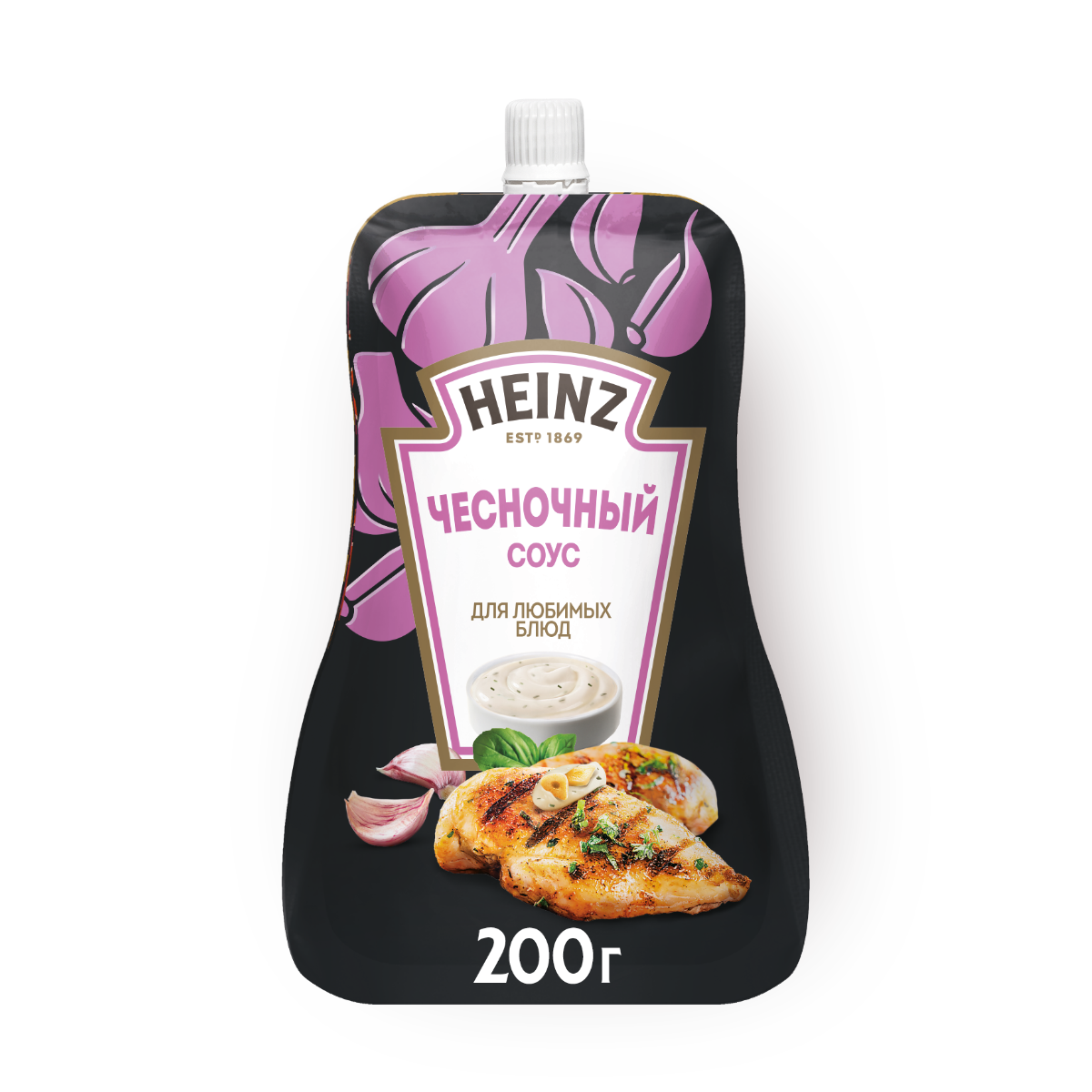 Соус Heinz Чесночный, для рыбы/овощей/мяса/морепродуктов, универсальный, умеренно острый, 200 г