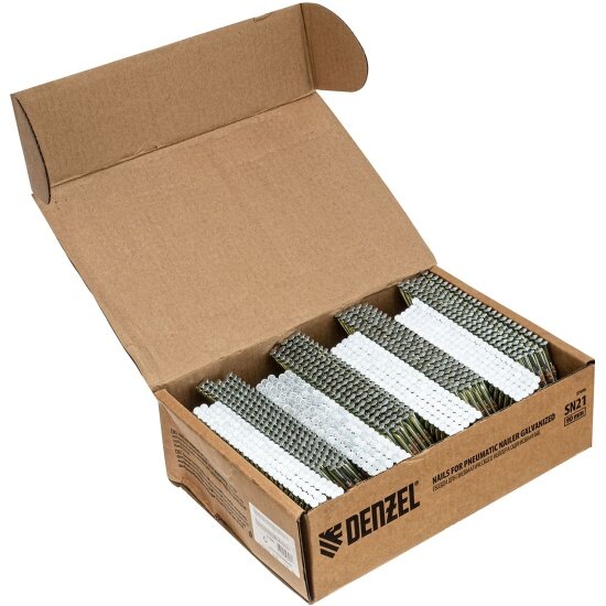 Гвозди для пнев. нейлера (оцинк.) Denzel , длина - 90 мм, диам. - 3,05 мм, 2000 шт, 57690