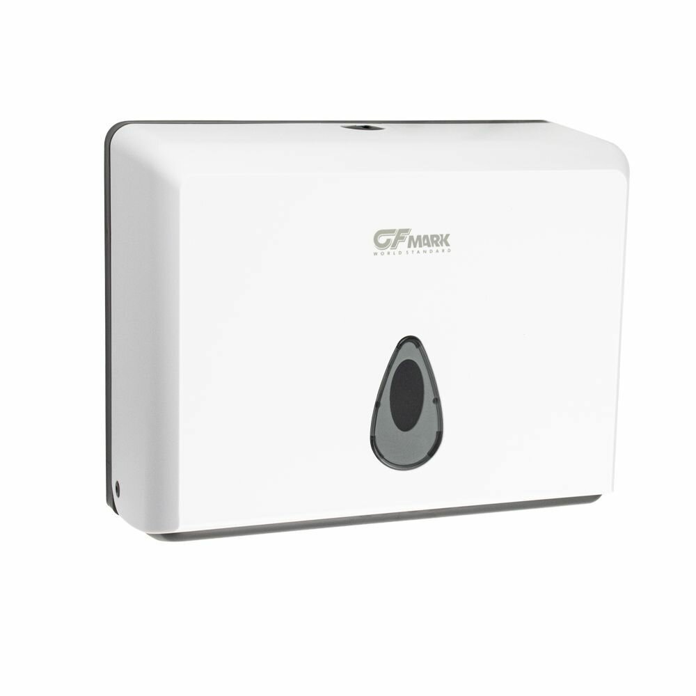 Диспенсер для бумажных полотенец GFmark 904 листовые с ключом белый с глазком - капля, пластиковый под Z и V салфетки 2 пачки