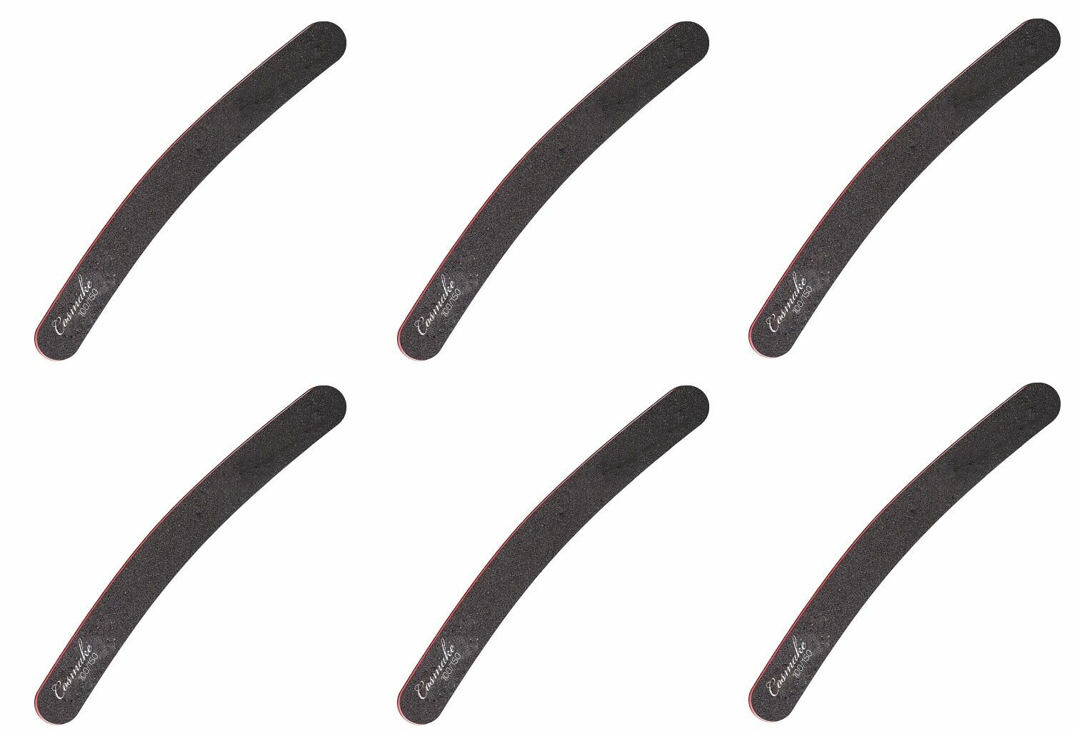 Cosmake Пилка для маникюра Бумеранг, 100/150 грит, черная, 6 шт