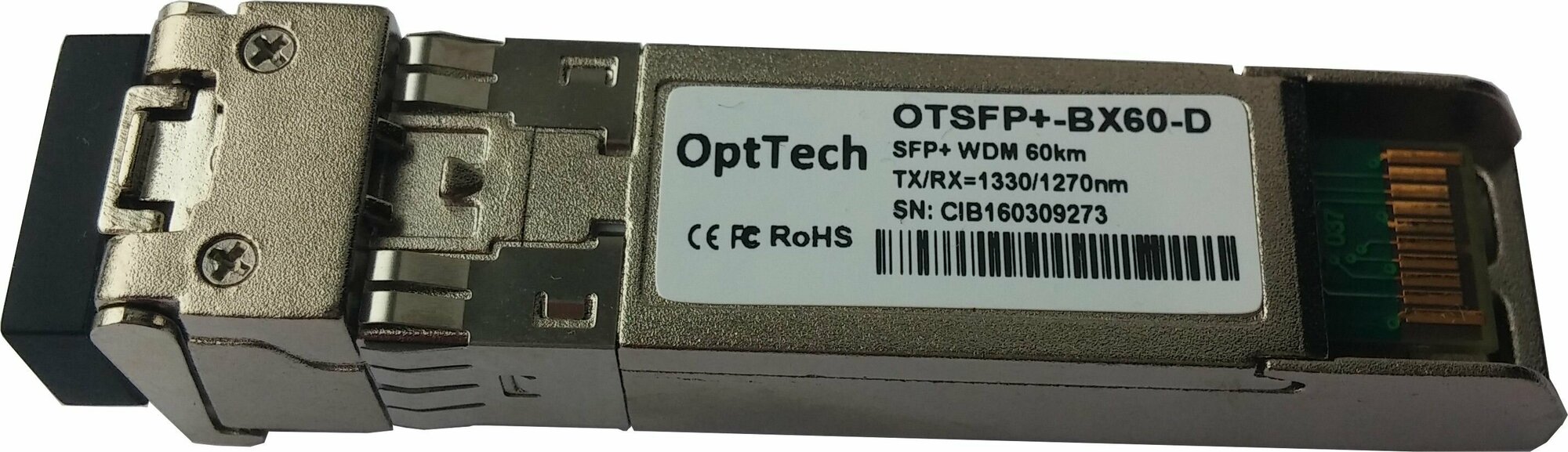 Трансивер модуль SFP+, WDM, TX/RX 1330/1270nm, 60km OTSFP+-BX60-D