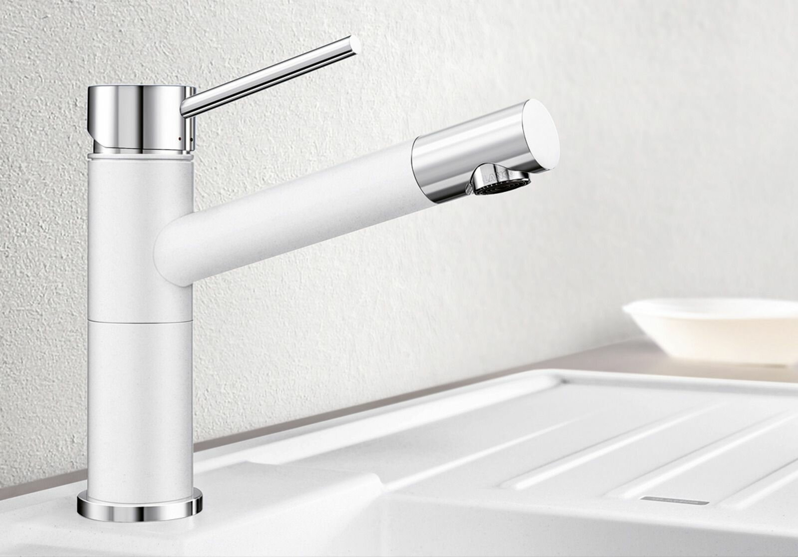 Смеситель Blanco Alta Compact silgranit, серый шелк.