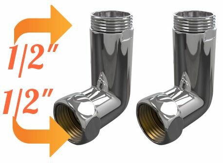 Соединение для полотенцесушителя угловое 1/2" (вн) х 1/2" (нар), пара. Millennium, арт. SPUM1212