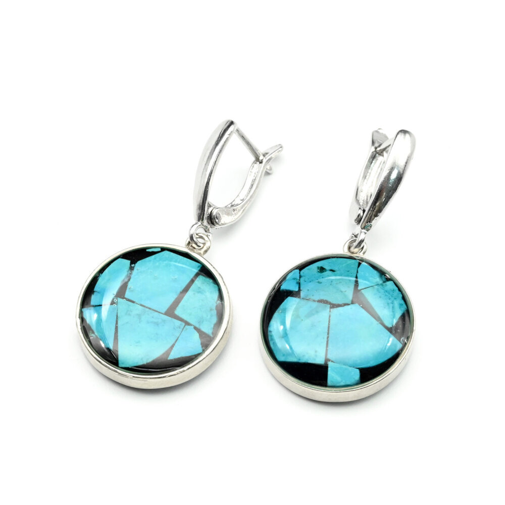 Серьги с подвесками, кахолонг