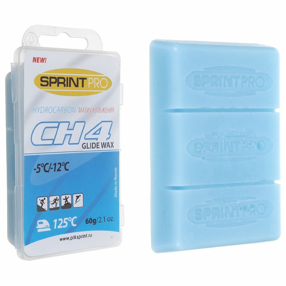 Мази скольжения SPRINT PRO "CH4 Blue", от -5 до -12 C, вес 60 г, цвет голубой