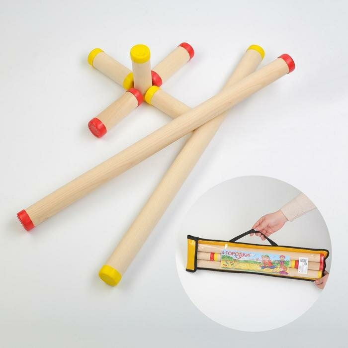 Игра "Городки", берёза, d 3.5 см, 3 см, l 10.8 см, 56.3 см, чехол