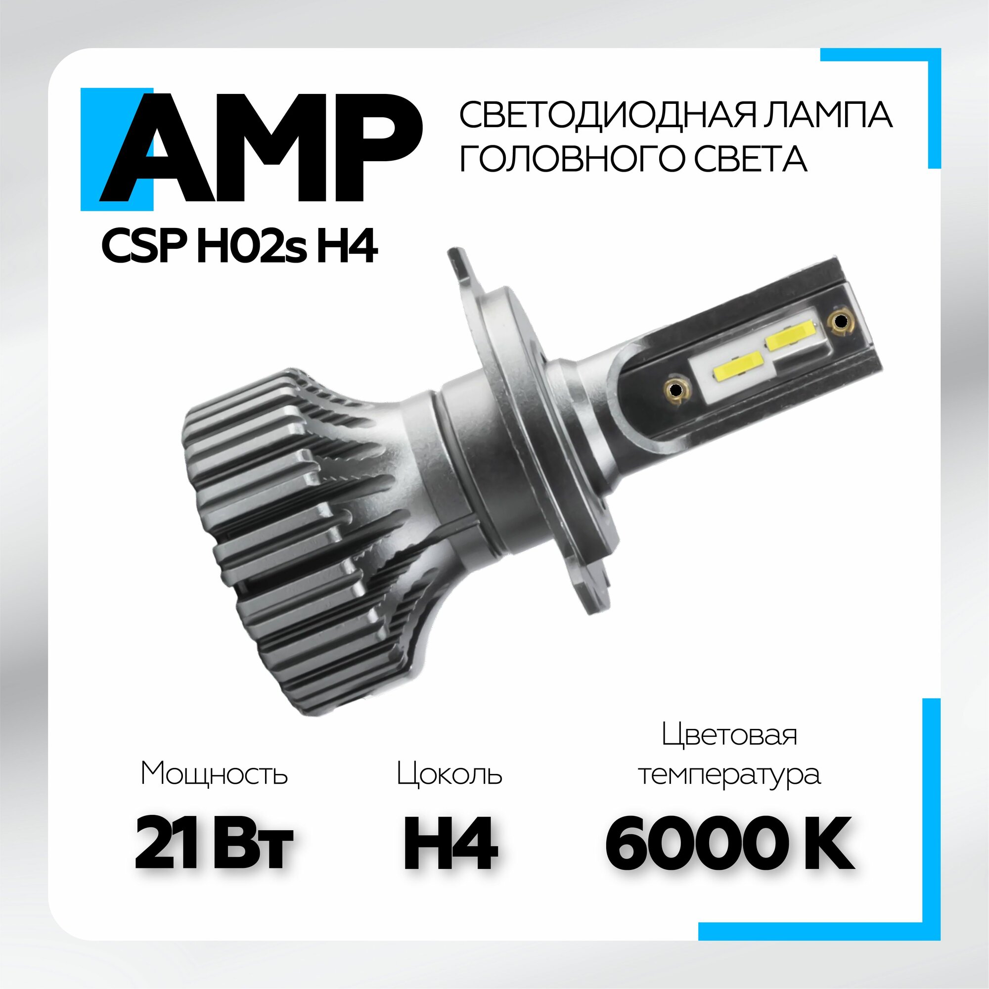 Светодиод головного света AMP CSP H02s H4 Лампа автомобильная