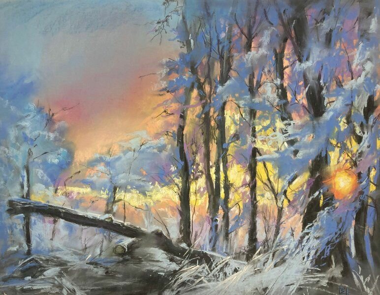 ART-Salon at Oktyabrskaya "Зима в лесу" 49х61 см; бумага, темпера, пастель; ручная работа