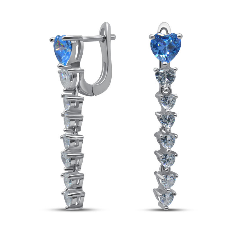 Серьги, серебро, 925 проба, фианит