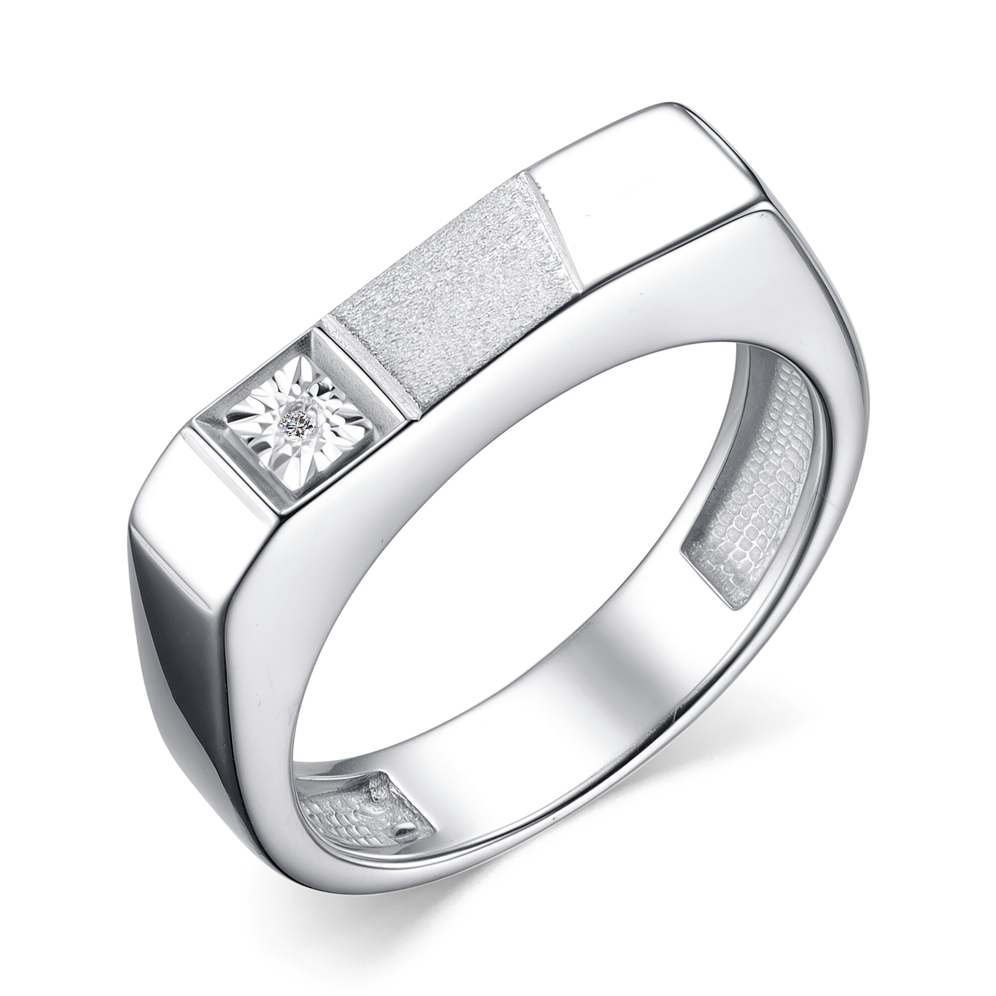 Кольцо, серебро, 925 проба, родирование, бриллиант