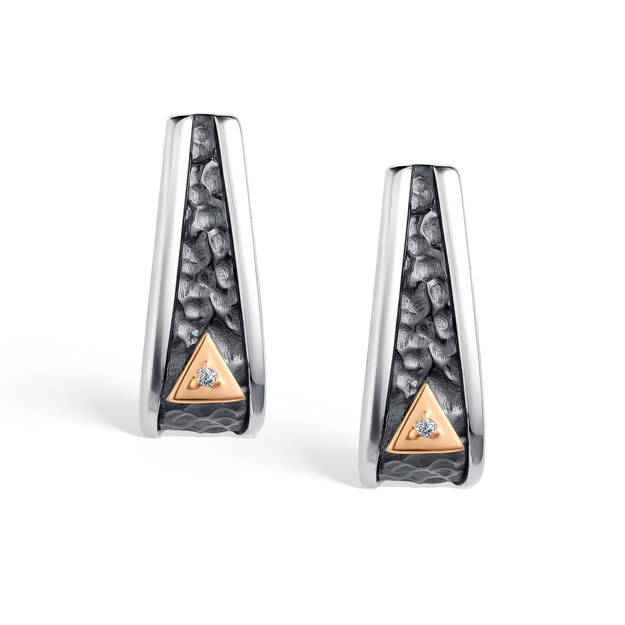 Серьги, красное золото, серебро, 585, 925 проба, бриллиант