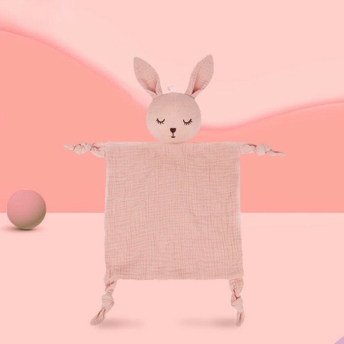 Комфортер - игрушка для сна новорожденных, M&B «Зайка», погремушка, муслин, розовый
