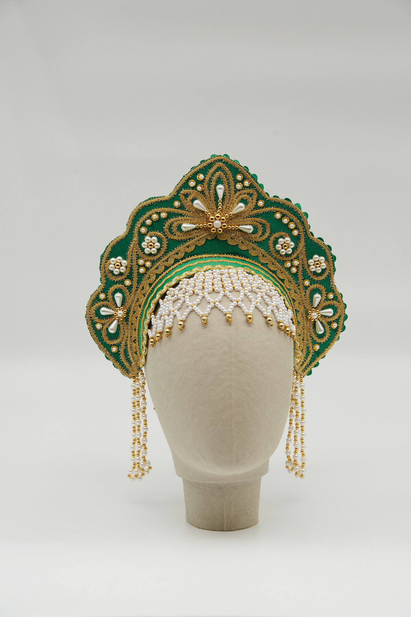 Кокошник детский "Жар птица" от бренда "Забава Углич" КЖм-17-Зел