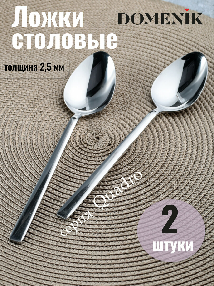 Ложки столовые Domenik "QUADRO" набор из 2 предметов, нержавеющая сталь